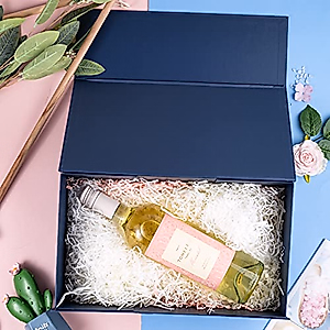 WRAPAHOLIC 1 Pcs 14x9x4.3 Inches Navy Gift Box with lids - Collapsible Gift Box with Magnetic Closure and 2 Pcs White Tissue Paper, Perfect for Birthday, Party, Holiday, Wedding, Graduation