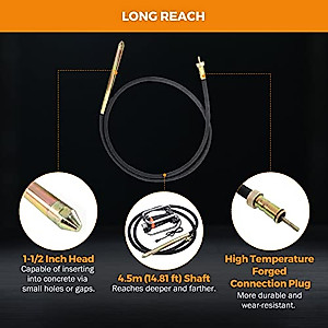 BEAMNOVA Electric Concrete Vibrator Handheld 11000 Vibration Per Minute 2HP with Shaft of 14-3/4 Feet