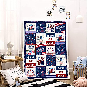 4th of July Decorations Blanket, Patriotic Memorial Day Independence Day Happy 4th of July Cute Gnome USA Flag Citizenship Veteran Labor Day Gifts, Soft Lightweight Cozy Throw Blanket for Couch Bed