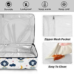 Kcldeci Insulated Thermal Food Carrier Insulated Casserole Carrier for Hot or Cold Food,Geometric Cover Insulated Tote Bag for Potluck Cookouts Parties Picnic,Lasagna Lugger