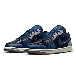 Nike Men's Air Jordan 1 Low GS Shoes, Obsidian/French Blue/Sail/Ashe, 10