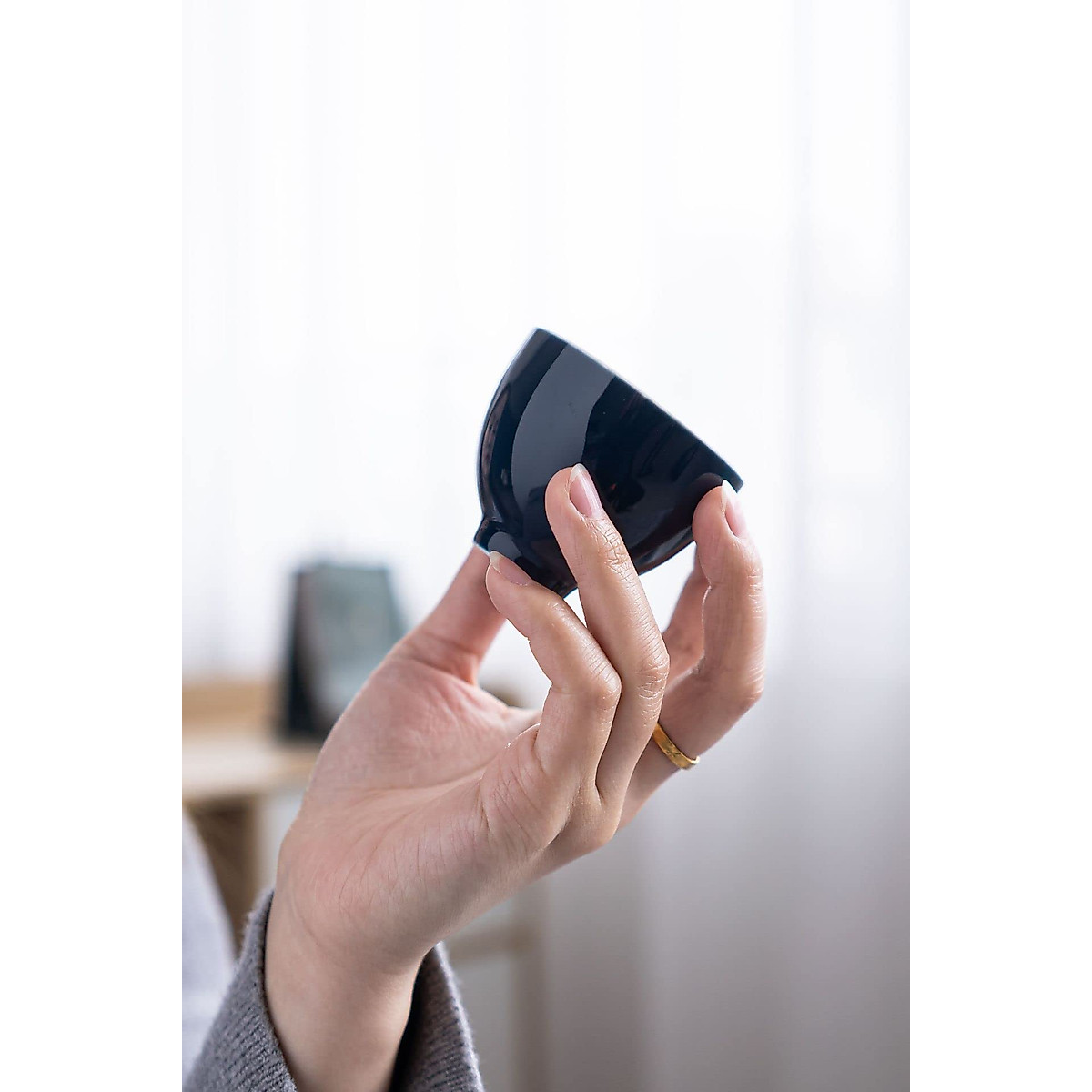 GUCTAY Ceramic Tea Tasting Cup Single cup Single tea cup Tea cup mug Traditional Chinese Tea Cup Small teacups bulk (black)