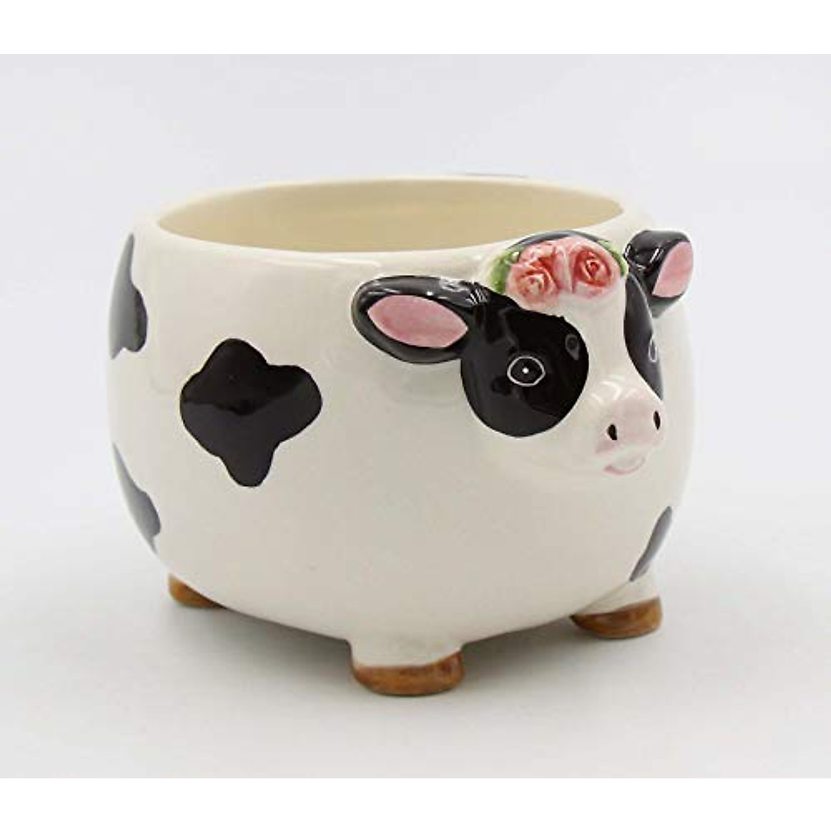 Cosmos Gifts Fine Ceramic Country Barnyard Cow Candy Dish Bowl/Plant Planter, 5" L
