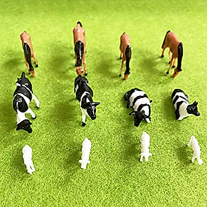 House Life 12pcs 1:87 Scale Mini Farm Animals Figure Model Railway Mixed Horses Cows Sheep Cute Train Scenery