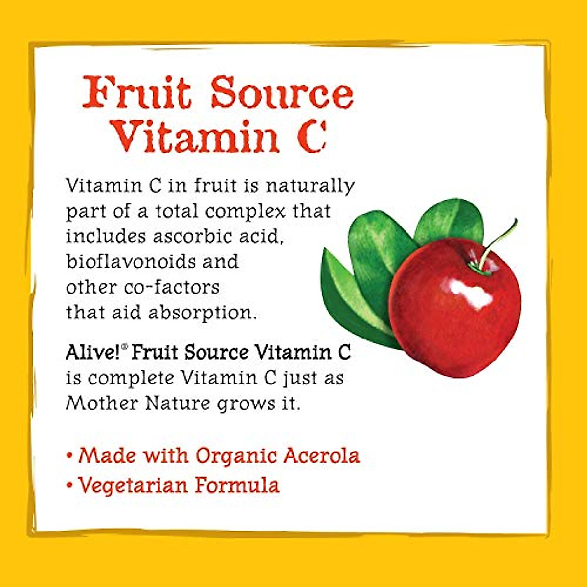 Nature's Way Alive! Vitamin C Supplement with Organic Acerola, Immune Support*, 120 Capsules