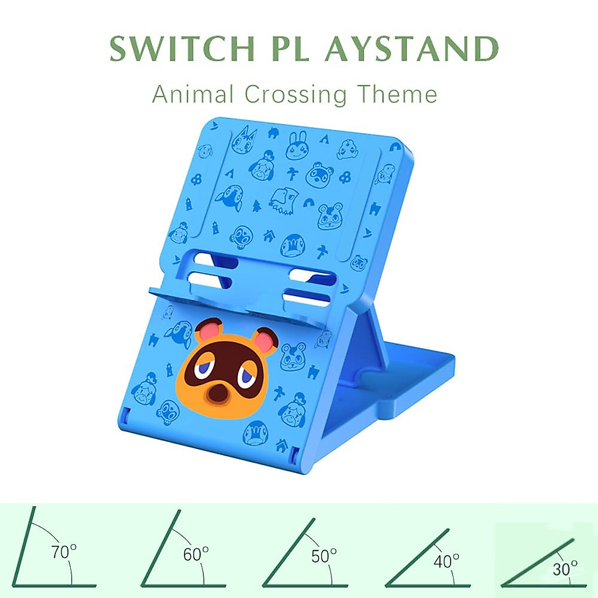 Busjoy Stand for Nintendo Switch, Switch OLED, Steam Deck, Switch Lite, Animal Crossing Angle Adjustable Swicth Holder, Portable Foldable Compact Non-Slip Bracket - Blue