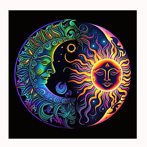 Stalente Diamond Painting Kits for Adults, 5D DIY Diamond Art Kits for Beginners Round Full Drill Diamond Painting for Home Wall Decoration Gift 12×12inch, Sun and Moon