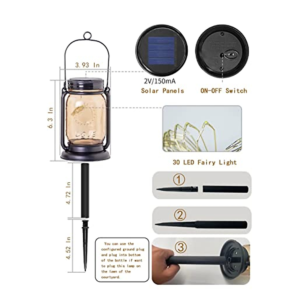 Hanging Solar Lights Outdoor - 2 Pack Solar Powered Waterproof Landscape Christmas Lanterns with Retro Design for Patio, Yard, Garden and Pathway Decoration (Warm Light)