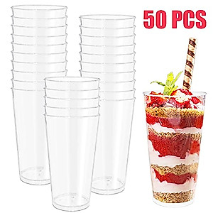 50 Pack 3 oz Mini Plastic Dessert Cups,Disposable Round Shooter Cups,Appetizer Bowls Catering Supplies for Parfait,Appetizers,Ice Cream,Tasting Party