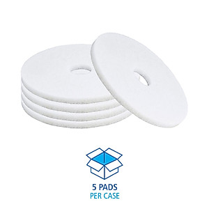 Boardwalk Polishing Floor Pads, 17" Diameter, White, 5/Carton