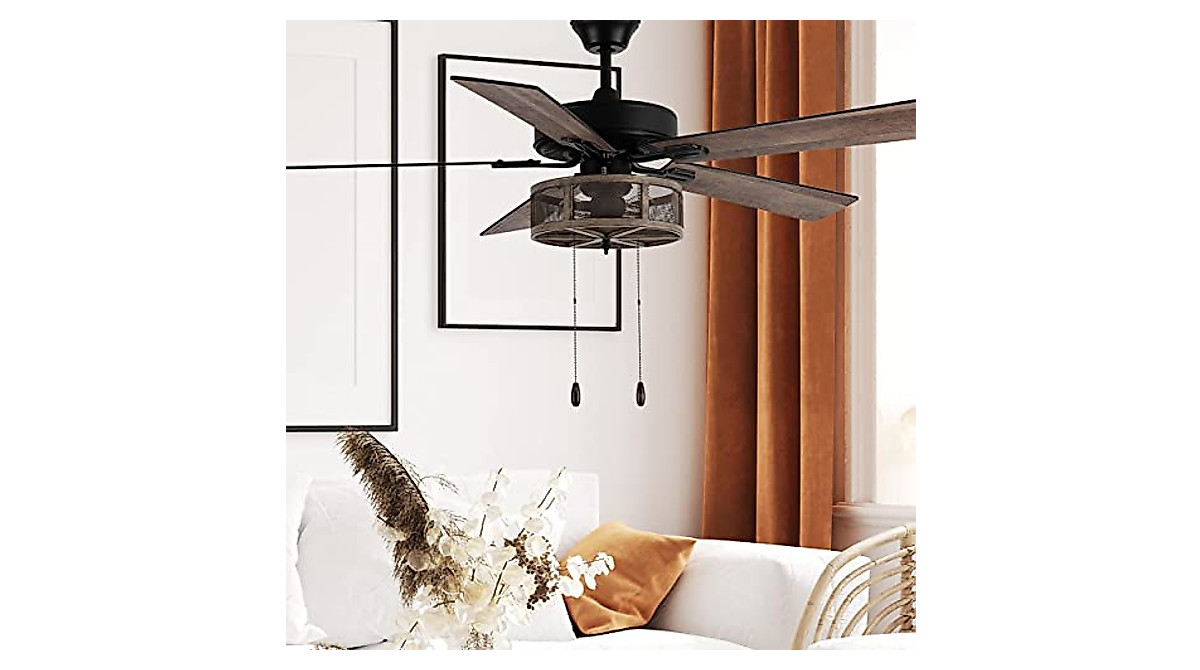 52" Farmhouse LED Ceiling Fan | Rustic Industrial Style