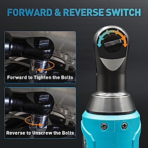 SPICIMOMO Cordless Electric Ratchet Wrench Set, 18V 40Ft-lbs Power Ratchet Kit 3/8" with 2 Packs 2.0 Ah Batteries, Included 6 Sockets and Charger, Variable Speed & LED Light