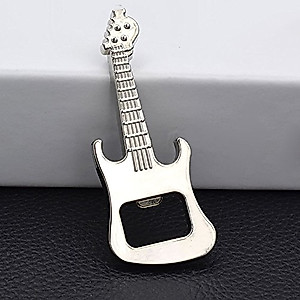Meideli Creative Beer Opener Keychain,Portable Alloy Guitar Beer Bottle Opener Key Chain Gift Key Ring Bar Tool Silver