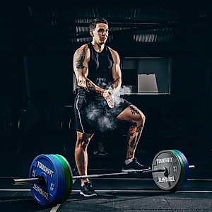 ToughFit Color Coded Olympic Bumper Plates for Barbell, 2-Inch Weights Plates With Steel Insert Weight Lifting Plate for Strength Training in Home Gym,10LBS