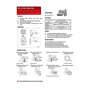WMS WML PC130T DS-1273ZJ-130-TRL Wall Mount Bracket Compatible with Hikvision Turret Camera DS-2CD2343G0-I, DS-2CD2383G0-I