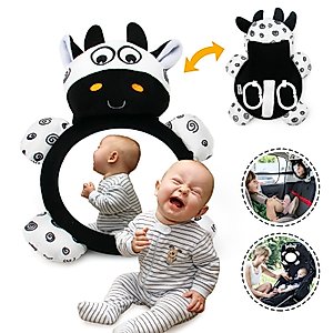 Inbeby Baby Mirror Toys, Multi-Function Baby Mirror High Contrast Black and White, Tummy Time Mirror Easy to Install, Baby Infant Boy Girl Toy & Gifts 3 6 12 Months Non-Toxic
