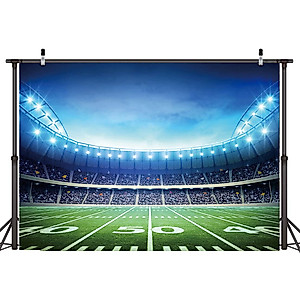 LYWYGG 8X6FT Super Bowl Backdrop Football Field Backdrop Photography Props Auditorium Light Themed Bowl Night Spotlight Decorations Photo Studio Props CP-306-0806