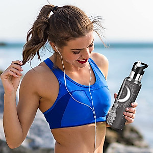 Yasala Halloween Water Bottle Witch Moon Broom Magic Vehicle Coffee Thermos Stainless Steel Insulated Beverage Container 20 oz with Straw Lid BPA-Free for Sport, Travel, Camping, Back to School