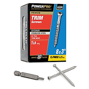 Power Pro Premium 305 Stainless Steel Trim Screws (#8 x 3") - 1lb Box