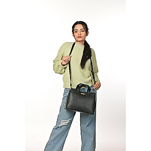 ROLANDO Julia Women's Top-Handle Leather Sling Handbag (Matt Black)