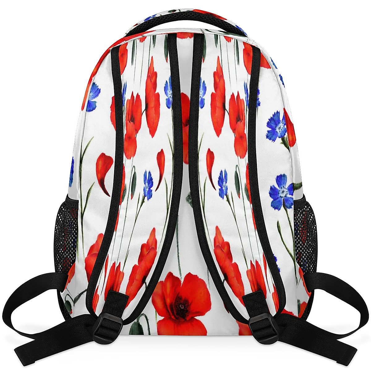 TropicalLife Floral Poppy Pattern Backpack for Women Men, Travel Laptop Backpack Lightweight Computer Hiking Gym Sports Rucksack Casual Daypack Carry On Backpack Work Bag