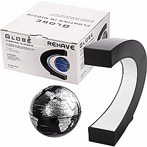 REHAVE Holiday Birthday Gifts for Kids, Graduation Gifts for Him, Magnetic Levitation Floating World Map Globe with C Shape Base, LED Light Lamp - Gifts for Men, Boyfriend, Dad, Fathers Day Gifts
