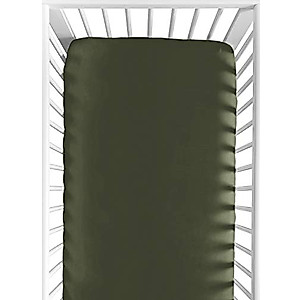 Sweet Jojo Designs Solid Dark Green Gender Nuetral Boy Girl Baby Fitted Crib Sheet Set Nursery Soft Infant Newborn Fits Standard Mattress Toddler Bed Hunter Forest Olive for Rustic Deer Woodland Camo