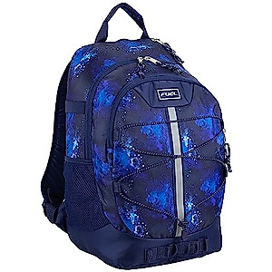 FUEL 18” Unisex Backpack Terra Sport Spacious Dual Compartment w/Laptop Sleeve and Bungee for Travel, College, Work - Dark Blue Galaxy