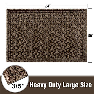 Amagabeli Large Outdoor Door Mats Rubber Shoes Scraper 36" x 24" for Front Door Entrance Outside Doormat Patio Rug Dirt Debris Mud Trapper Waterproof Out Door Mat Low Profile Washable Carpet BG039