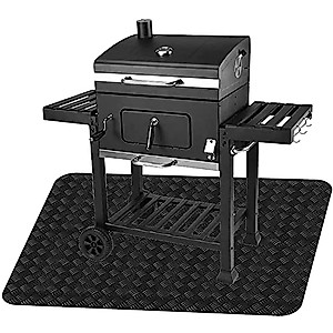 Fasmov Under The Grill Mat, 36 x 48 inches PVC Grill Mat Grill and Garage Protective Mat, Protects Decks and Patios from Grease Splashes, PVC Flame Retardant Material, Black