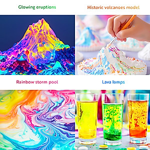 Playz Explosive Rainbow Volcano Kit for Kids with 23+ Science Chemistry Set Activities & Experiments, Glow in The Dark Learning & Education Toys, & Earth Science Kits for Kids Age 8-12, Boys, & Girls