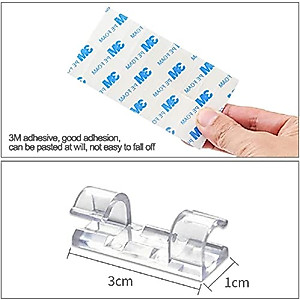 20pcs Adhesive Cable Clips Clear Wire Holders Cord Clips for Wall, Strong Cord Organizer Cable Management Under Desk, Car, Christmas Light Clips Indoor & Outdoor Stick