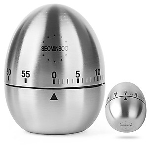 Egg Kitchen Timer Cute Manual,Stainless Steel Metal Mechanical Visual Countdown Cooking Timer with Loud Alarm for Kids Cooking Tools