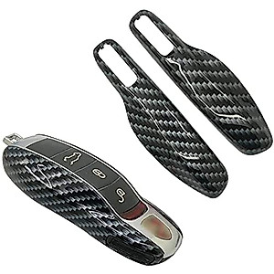 Ssrracing Gloss Carbon Fiber Pattern Hard Plastic Remote Key Protection Case Key Blade For Porsche Cayman Cayenne Carrera 911/997 Panamera 970 Boxster 981