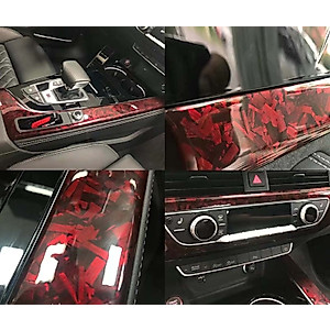 ASENDIWAY Red Forged Gloss Carbon Fiber Vinyl Wrap Roll Stretchable Decal Sticker Film Sheet Air Release DIY Decoration Vinyl