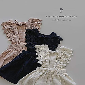 Toddler Baby Girl Infant Comfy Cotton Linen Lace Princess Overall Dress Sundress (Beige, 9-18 Months)