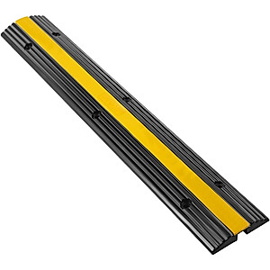 VEVOR Cable Protector Ramp, 4 Packs 1 Channel Speed Bump Hump, Heavy Duty Rubber Modular Rated 18000 LBS Load Capacity Protective Wire Cord Driveway Traffic, Black