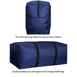 DoYiKe Extra Large Storage Duffle Bag with Zippers and Handles, Heavy Duty Blue Big Foldable Bag for Travel-38x23x11Inch