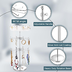APL Display-Display Stand 3 Tier Jewelry Display Holder, Metal Necklace Display Stand, Adjustable Spinning Display Rack for Necklaces, Bracelets, Earrings, Ring