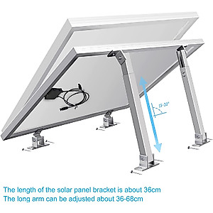 4 Pcs (2 Set) Adjustable Solar Panel Tilt Mounting Brackets - Solar Panel Mount Bracket Stand Support Solar Panels with 100W 200W 300W 400W for RV, Roof, Boat, Flat Surface