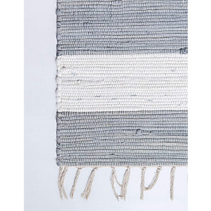 Unique Loom Chindi Rag Collection Area Rug - Striped (2'x 3' 1" Rectangle, Gray/ Ivory)