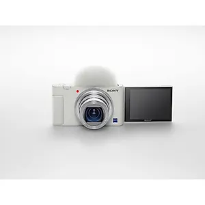 Sony ZV-1 Digital Camera (White) (DCZV1/W) + 2 x 64GB Card + Case + 3 x NP-BX1 Battery + Card Reader + LED Light + Corel Photo Software + Rode Compact Mic + Charger + More (Renewed)