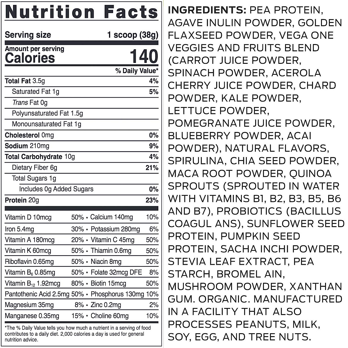Vega Organic All-in-One Vegan Protein Powder, French Vanilla -Superfood Ingredients, Vitamins for Immunity Support, Keto Friendly, Pea Protein for Women & Men, 12.2 oz (Packaging May Vary)