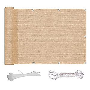 WUZMING Balcony Privacy Protective Screens, Outdoor Garden Fence Privacy Protection Weatherproof UV Protection, with Rope and Cable Ties (Color : Beige, Size : 60x420cm)
