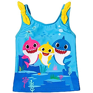 Baby Shark Toddler Girls Swim Rash Guard Tankini Top Bottom Set Blue 4T