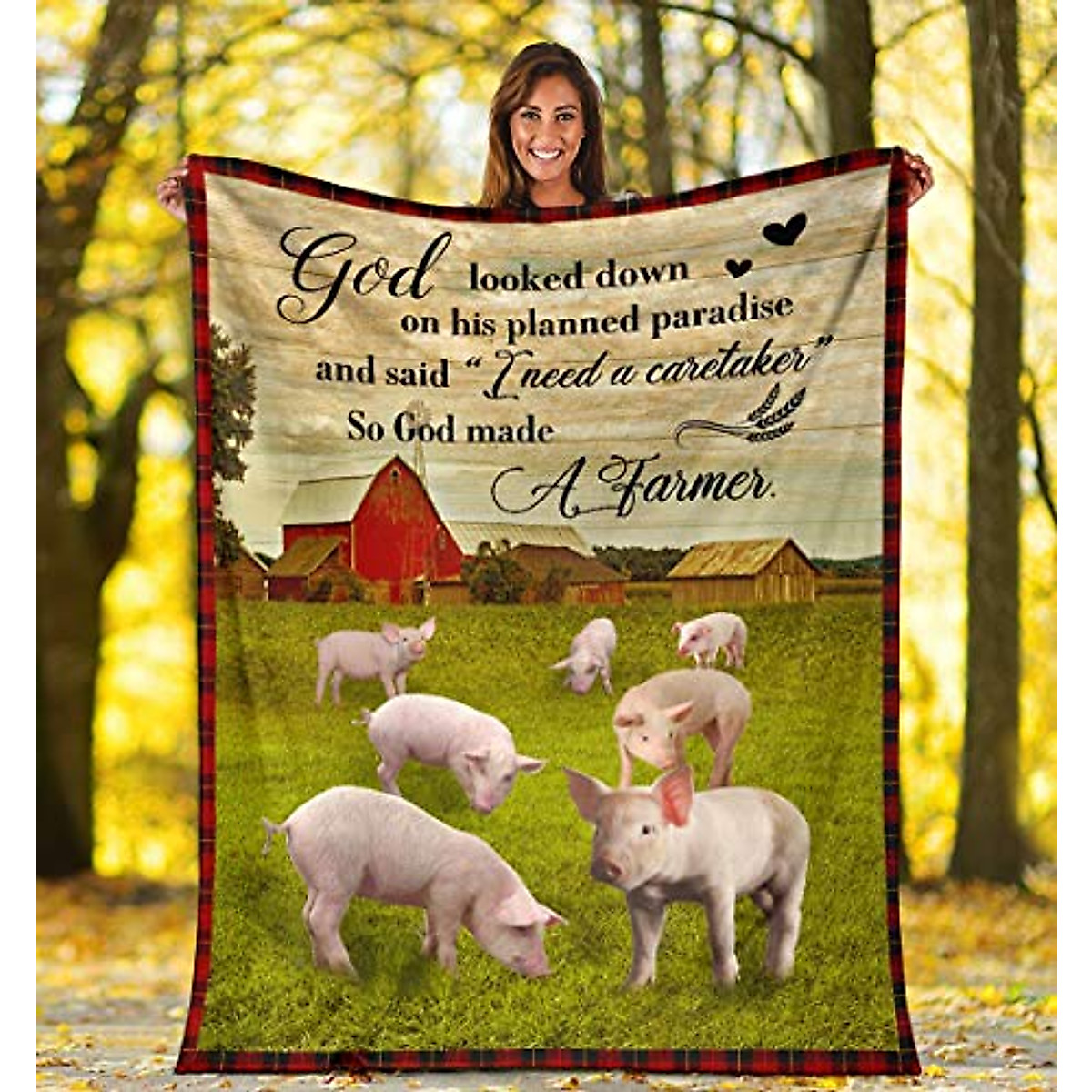 So God Made A Farmer Pig Blanket Plush Throw Minky Sherpa Blanket Personalized Blanket Gift for Family