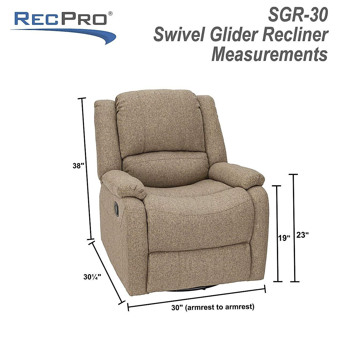 RecPro Charles Collection | 30" Swivel Glider RV Recliner | RV Living Room (Slideout) Chair | RV Furniture | Glider Chair | Oatmeal or Fossil | Cloth (2 Pack, Oatmeal)