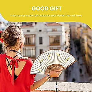 RAZZUM Large Wall Decor Retro Style Silk Fan Folderable Fan Chinese Style Fan Wall Decoration Costume Collocation Fan