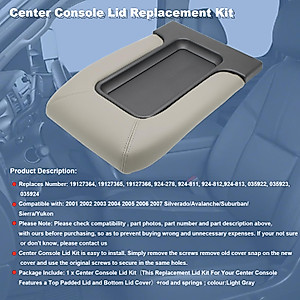 NHILES Center Console Lid Replacement Kit for 1999 2000 2001 2002 2003 2004 2005 2006 2007 Silverado/Avalanche/Suburban/Sierra/Yukon Replaces Number 19127364, 19127365, 19127366 (Black)