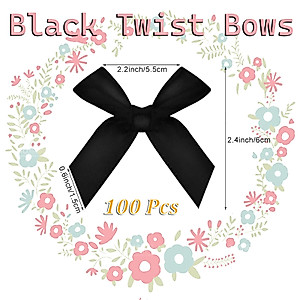 Halloween Twist Tie Bows, 100 Pcs Satin Twist Tie Bows for Treat Bag Satin Ribbon Tie Bows for Tying Up Packages Present Bags Bakery Candy Bags Decorating Ribbon Bow Gift Wrap Bows (Halloween)